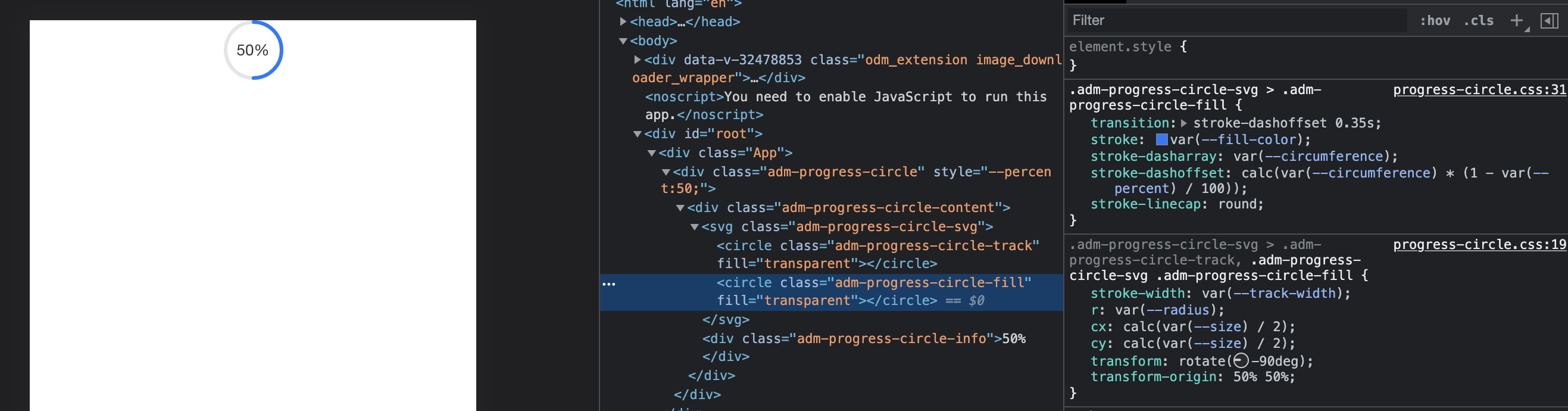 ProgressCircle组件的build上线后circle标签的adm-progress-circle-track和adm-progress-circle-fill的CSS ...