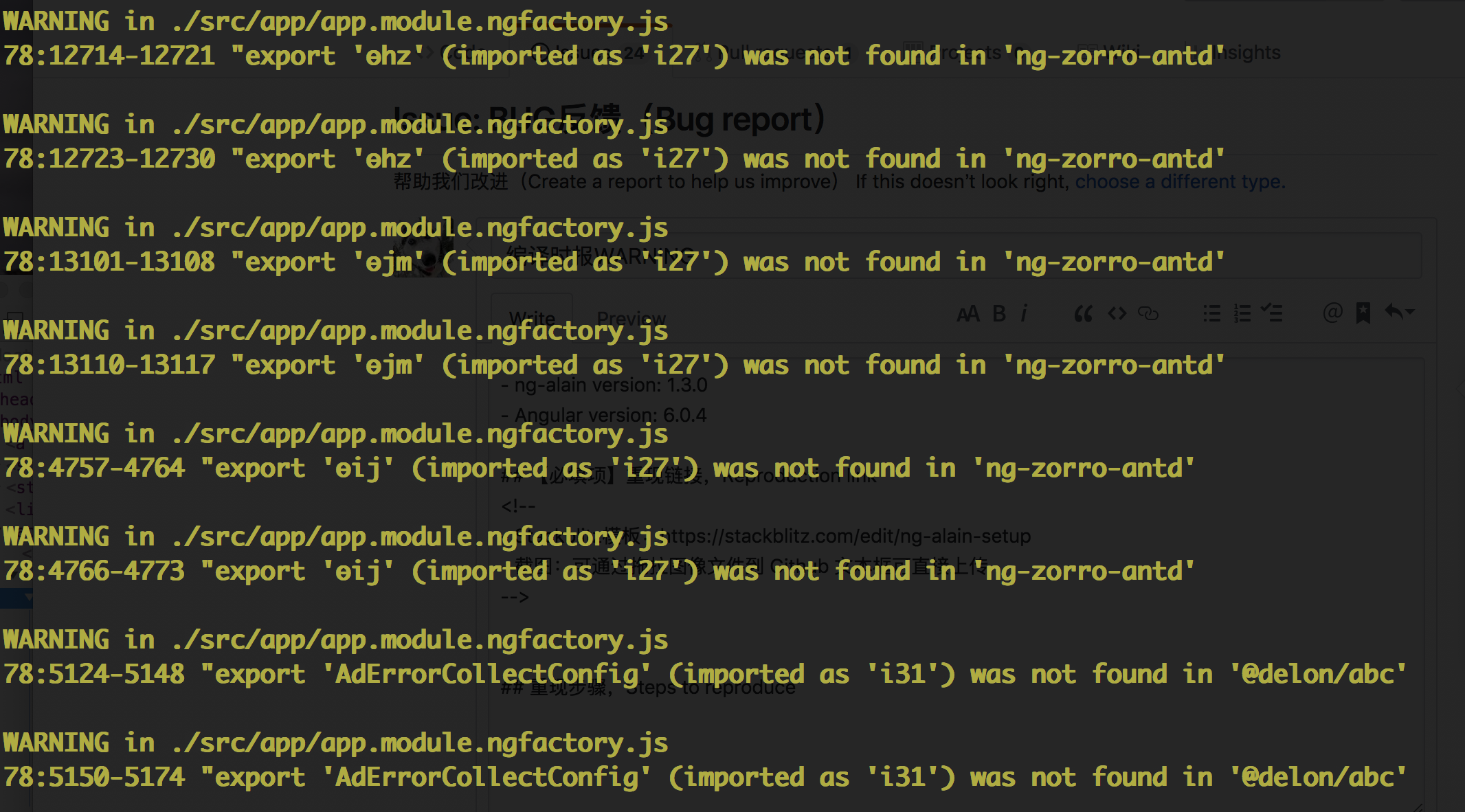 编译时报WARNING · Issue #630 · ng-alain/ng-alain · GitHub
