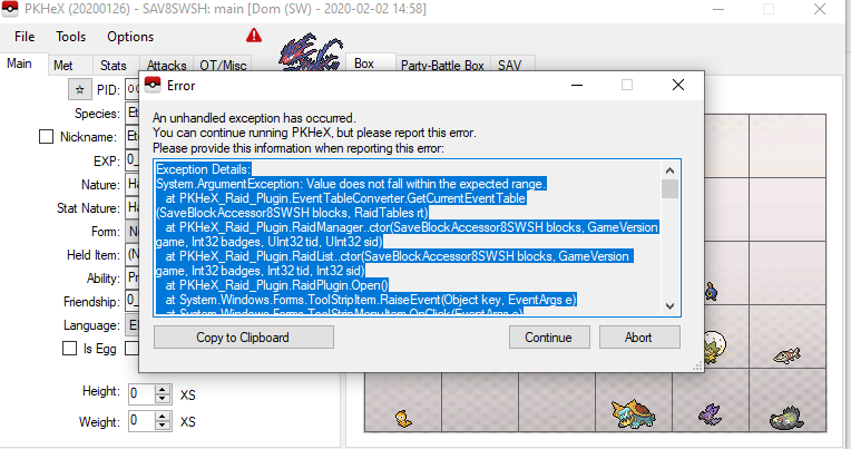 System.ArgumentException: Value does not fall within the expected range. · Issue #25 · Leanny ...