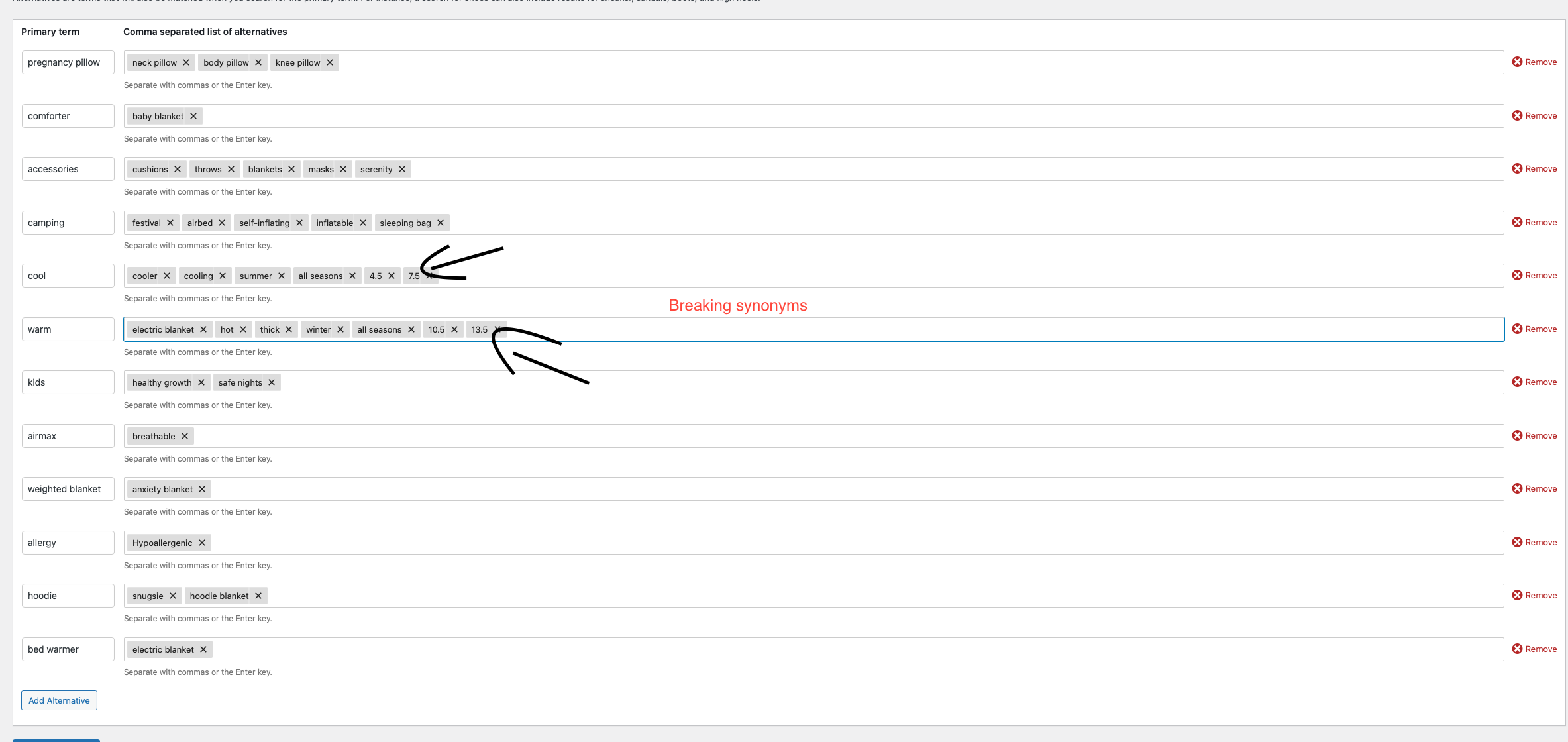 BUG: Synonyms break syncs when a dot is used in the term · Issue #2878 · 10up/ElasticPress · GitHub