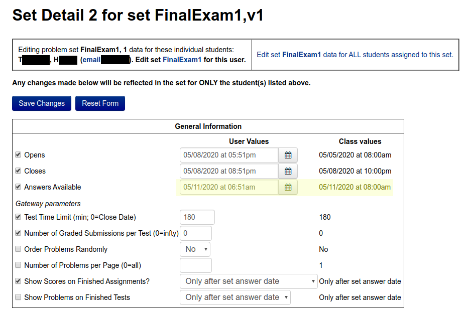 Gateway Quiz: Answers Available Setting Changes per Student? · Issue #1109 · openwebwork ...