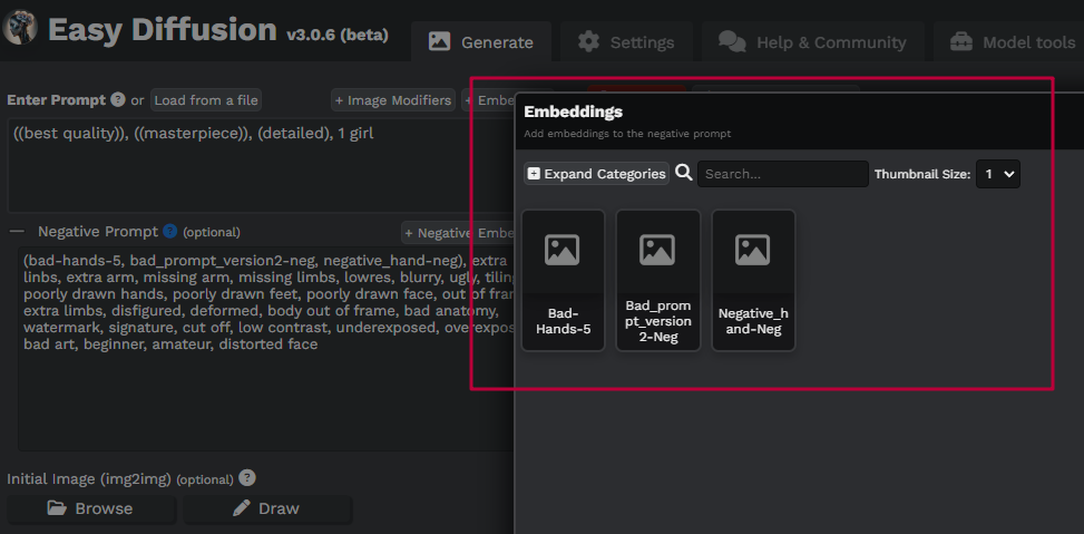 Custom model folder didnt work for embedding · Issue #1664 · easydiffusion/easydiffusion · GitHub