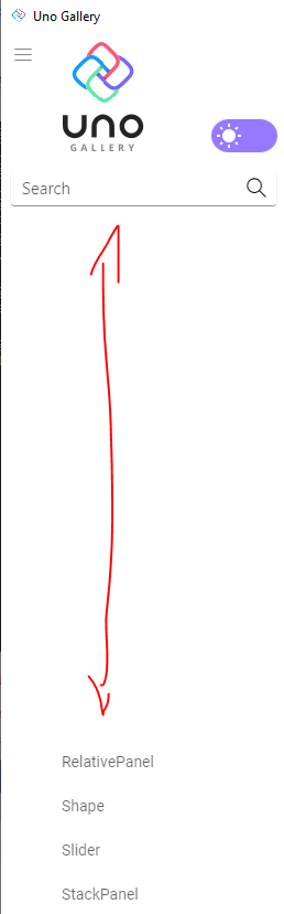 [Gallery][Android/Wasm/Skia/iOS] All components menu list is getting blank when scrolling the ...