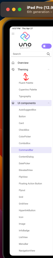 [Gallery][Android/Wasm/Skia/iOS] All components menu list is getting blank when scrolling the ...
