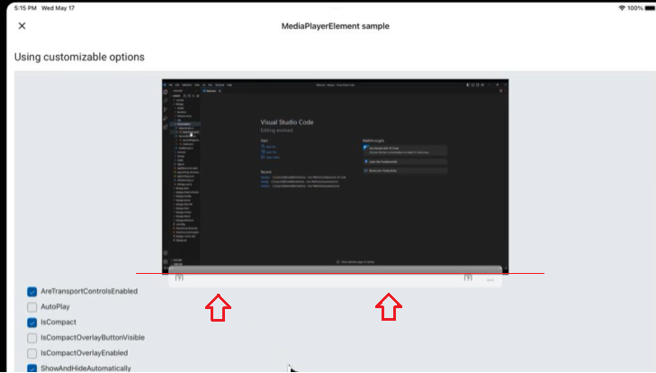 [Gallery][iOS] MediaPlayerElement with ShowAndHideAutomatically set to true will hide the ...