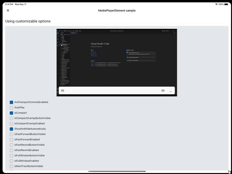 [Gallery][iOS] MediaPlayerElement with ShowAndHideAutomatically set to true will hide the ...