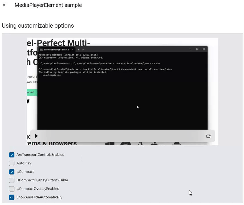 [Gallery][iOS] MediaPlayerElement with ShowAndHideAutomatically set to true will hide the ...