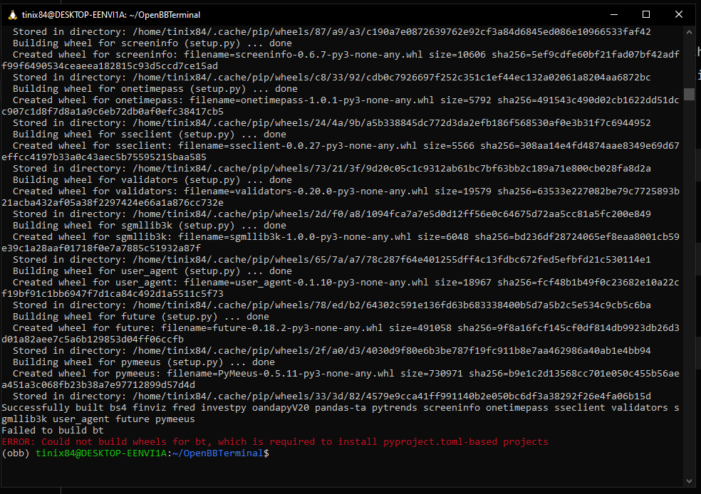 [Bug] Installation SDK on WSL · Issue #3716 · OpenBB-finance/OpenBB · GitHub