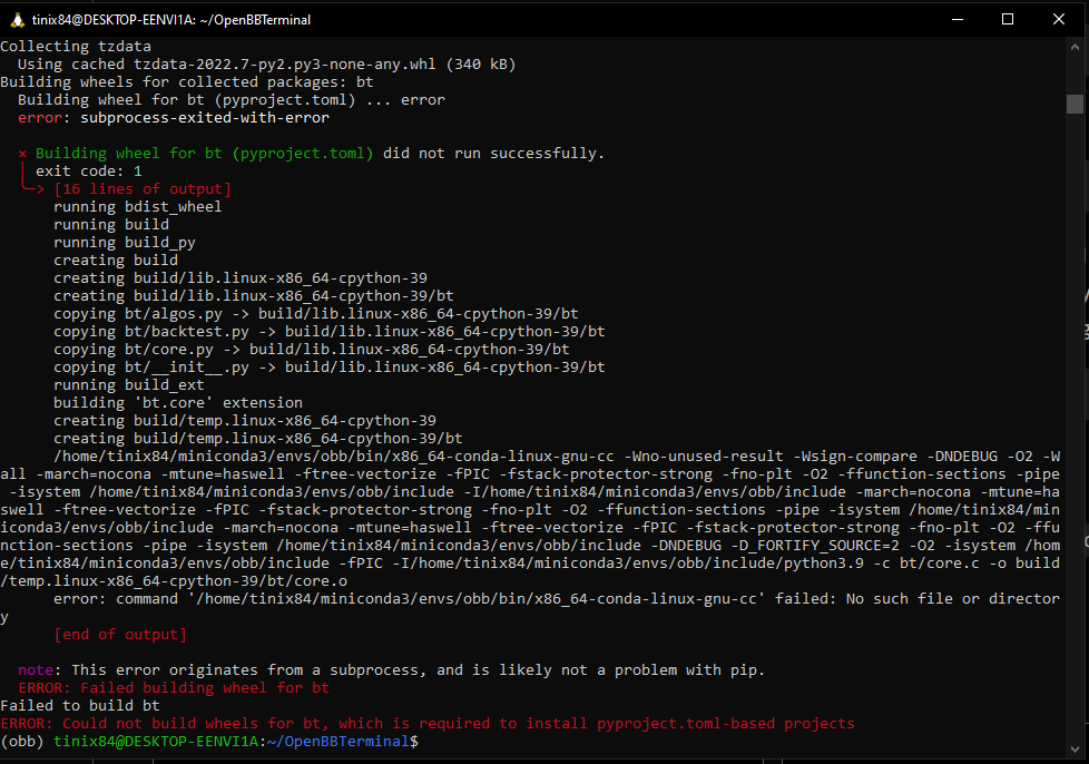 [Bug] Installation SDK on WSL · Issue #3716 · OpenBB-finance/OpenBB · GitHub