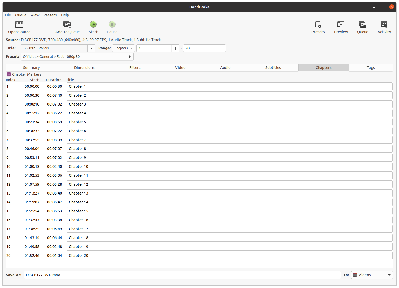 Linux build of HandBrake 1.3.x doesn't have ability to import chapters described in ...