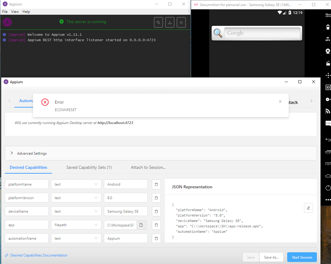 Android Bootstrap Socket Crashed Error Read Econnreset · Issue 12217 · Appiumappium · Github