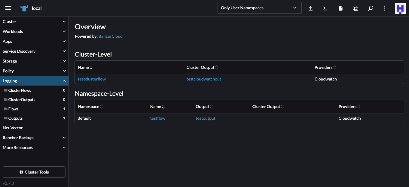 Logging: ClusterFlow and ClusterOutput not showing up in UI · Issue #8912 · rancher/dashboard ...