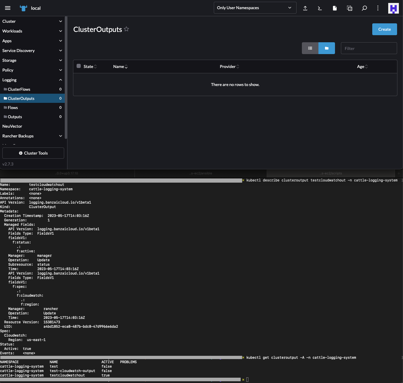 Logging: ClusterFlow and ClusterOutput not showing up in UI · Issue #8912 · rancher/dashboard ...