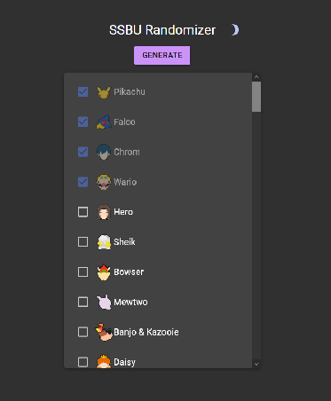 GitHub - EngineerFaunce/ssbu-randomizer: React app for generating a ...