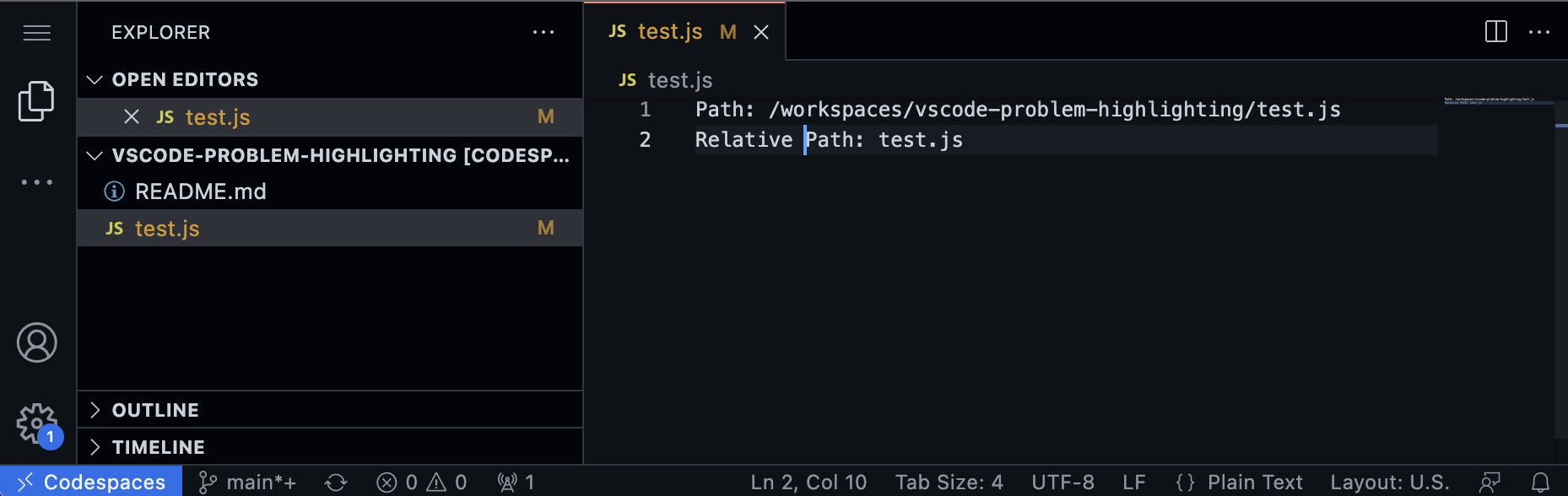Codespaces: Problems not displayed in editor or tree view, staging files not shown correctly in ...