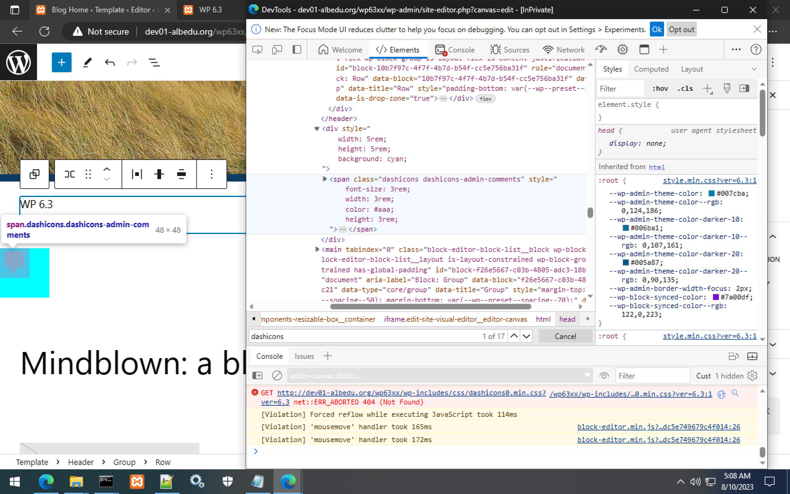 dashicons Icons Not Displaying at Site Editor and Post Editor of v6.3 · Issue #53528 · WordPress ...