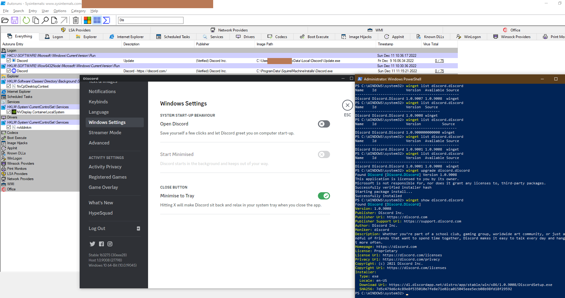 [Package Issue]: Discord.Discord - Autostart with OS forcefully enabled on upgrade even if user ...