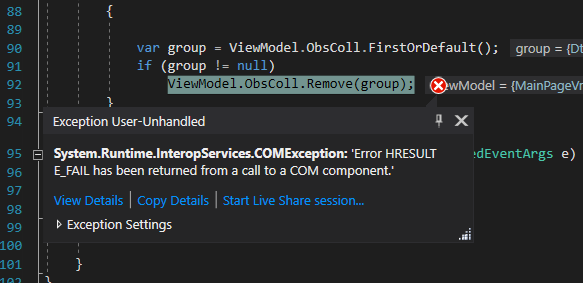 DataGrid COMException and ArgumentOutOfRangeException when updating source grouped collection ...