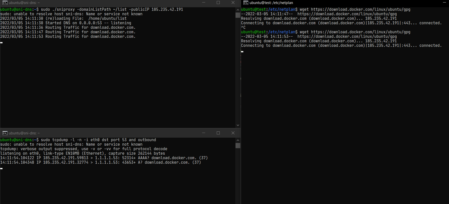 Does not work ... · Issue #1 · mosajjal/sniproxy · GitHub