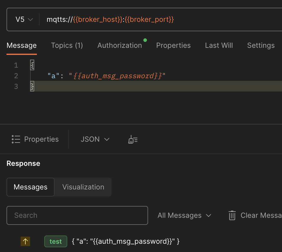 MQTT - Use variables in message · Issue #12405 · postmanlabs/postman-app-support · GitHub