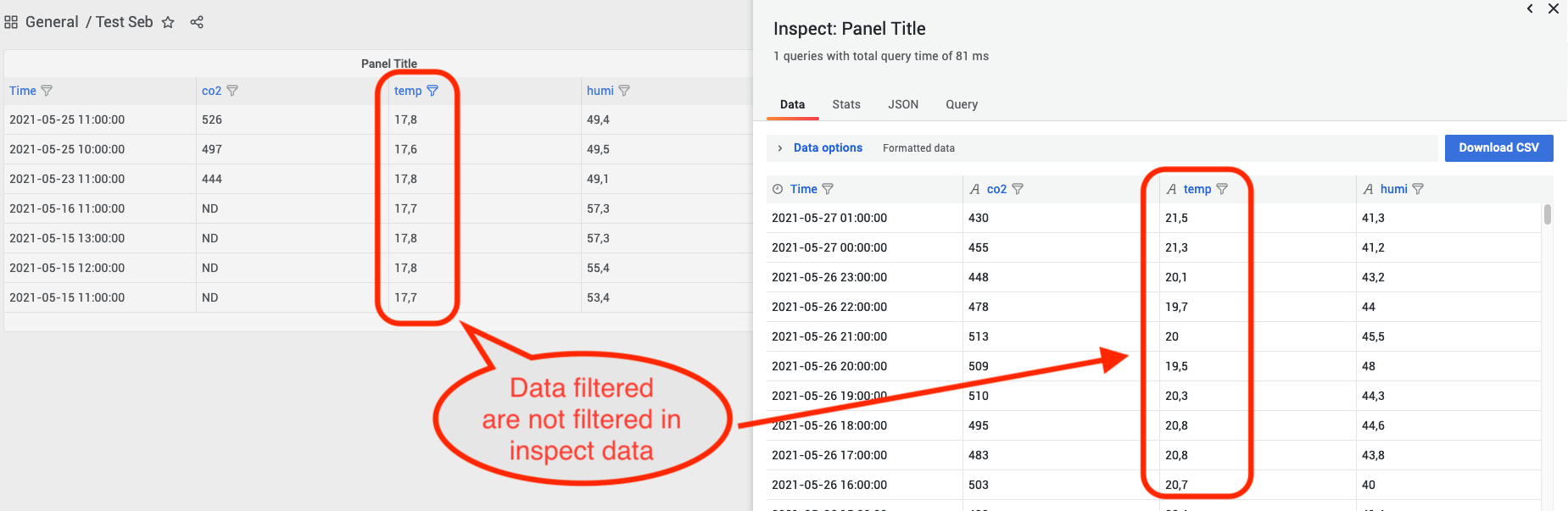 Data filtered in table or in inspect data are not filtered to Download CSV · Issue #41496 ...