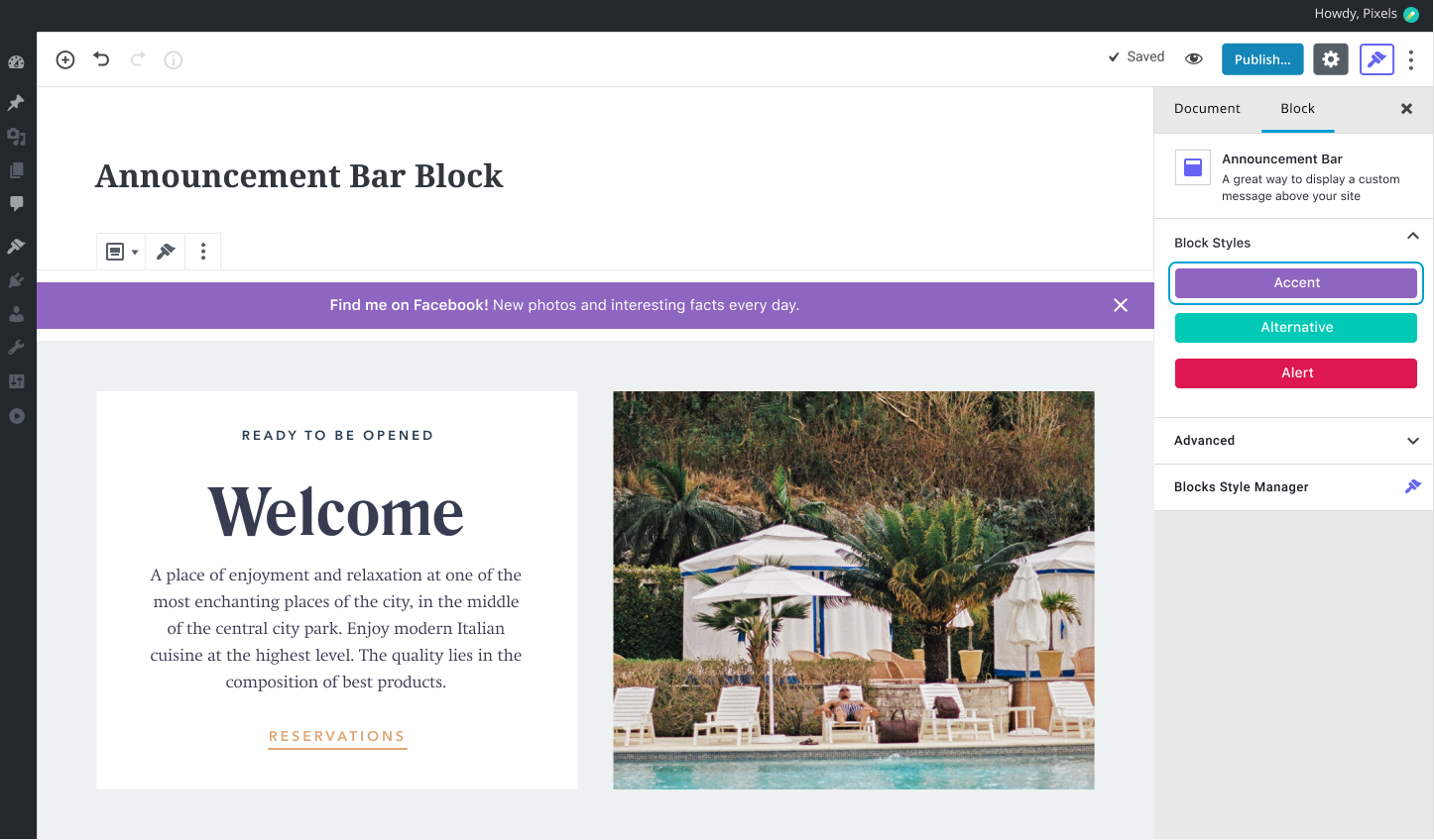 Add Block: Announcement Bar · Issue #25 · pixelgrade/nova-blocks · GitHub