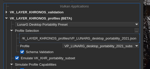 VKConfig Profiles doesn't allow a path only allows selecting a profile JSON but then you still ...