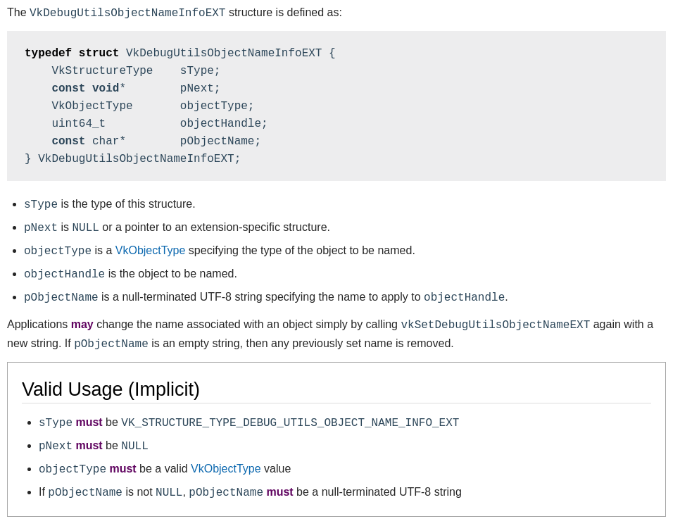 `VkDebugUtilsObjectNameInfoEXT` overrestricted? · Issue #789 · KhronosGroup/Vulkan-Docs · GitHub