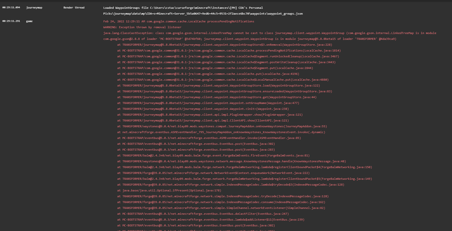 [1.18.1] JourneyMap + Waystones error? · Issue #403 · TeamJM/journeymap · GitHub