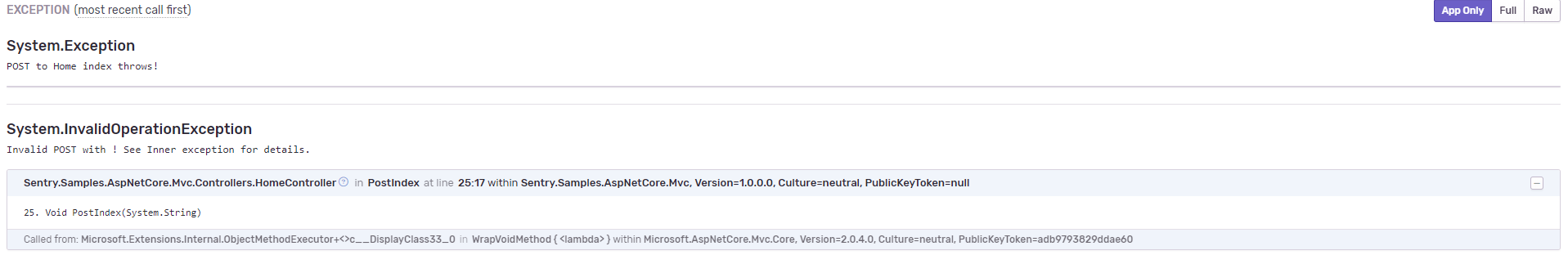 No stacktrace displayed on top exception · Issue #8775 · getsentry/sentry · GitHub