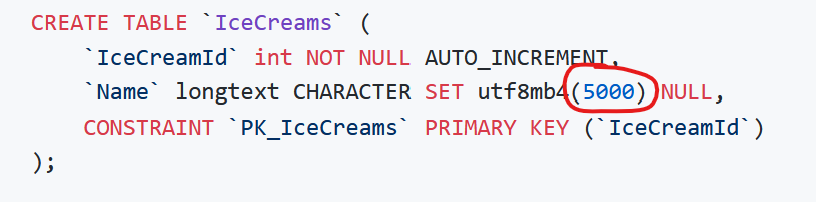 Generated migration sql of wrong syntax with longtext when upgrading into 5.0 · Issue #1461 ...