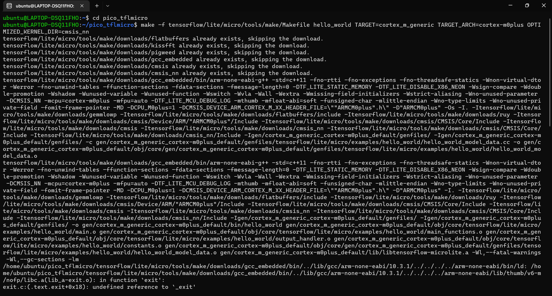 On Wsl I Am Unable To Make A Project Using The Arm Toolchain · Issue 1615 · Tensorflow Tflite
