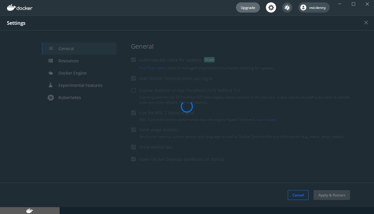 Docker Desktop Settings Is Pending And It Is Not Possible To Restart · Issue 11304 · Docker For