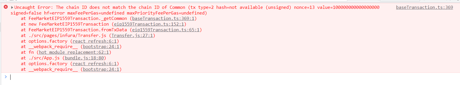 The chain ID does not match the chain ID of Common · Issue #2297 · ethereumjs/ethereumjs ...