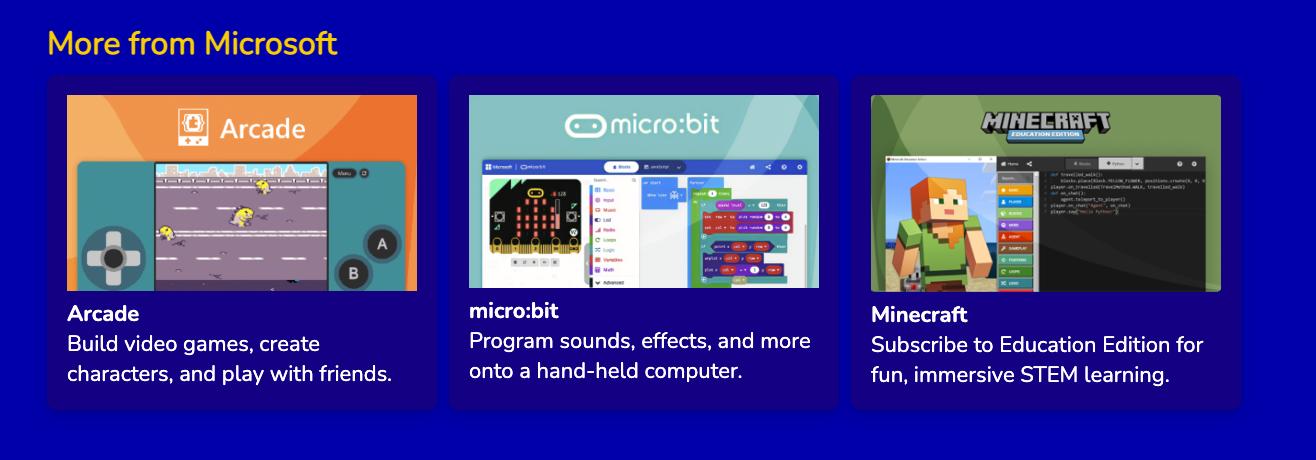 More from Microsoft should highlight Hours of Code from Minecraft, micro:bit, and Arcade · Issue ...