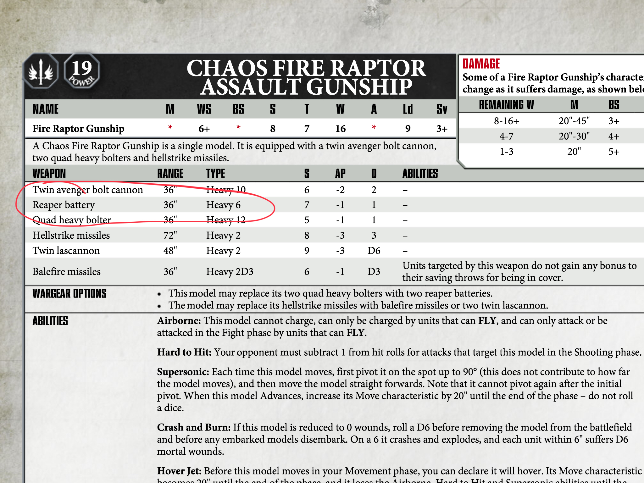 Chaos Fire Raptor Reaper Battery · Issue #1650 · BSData/wh40k-9e · GitHub