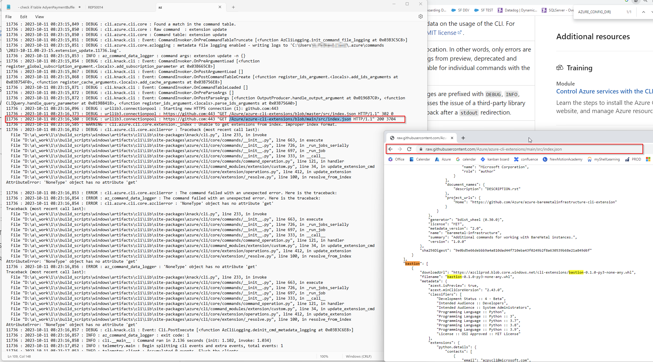 Unable to get extensions from index. Improper index format. · Issue #27560 · Azure/azure-cli ...