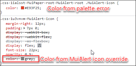 Alert severity change doesnt reflect on the styling, the class is ...