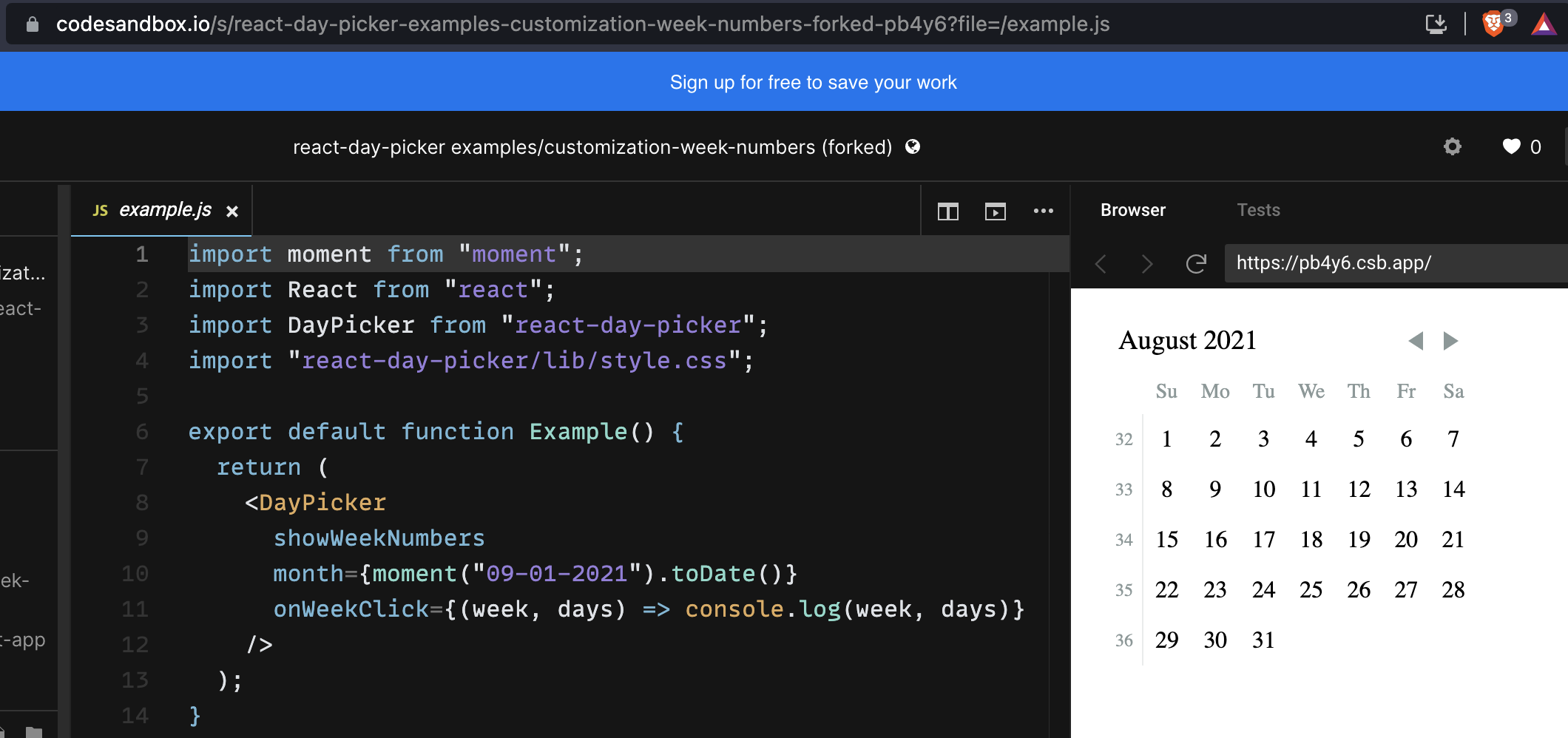 Option Showweeknumbers Shows 36th Week Twice · Issue 1399 · Gpbl React Day Picker · Github