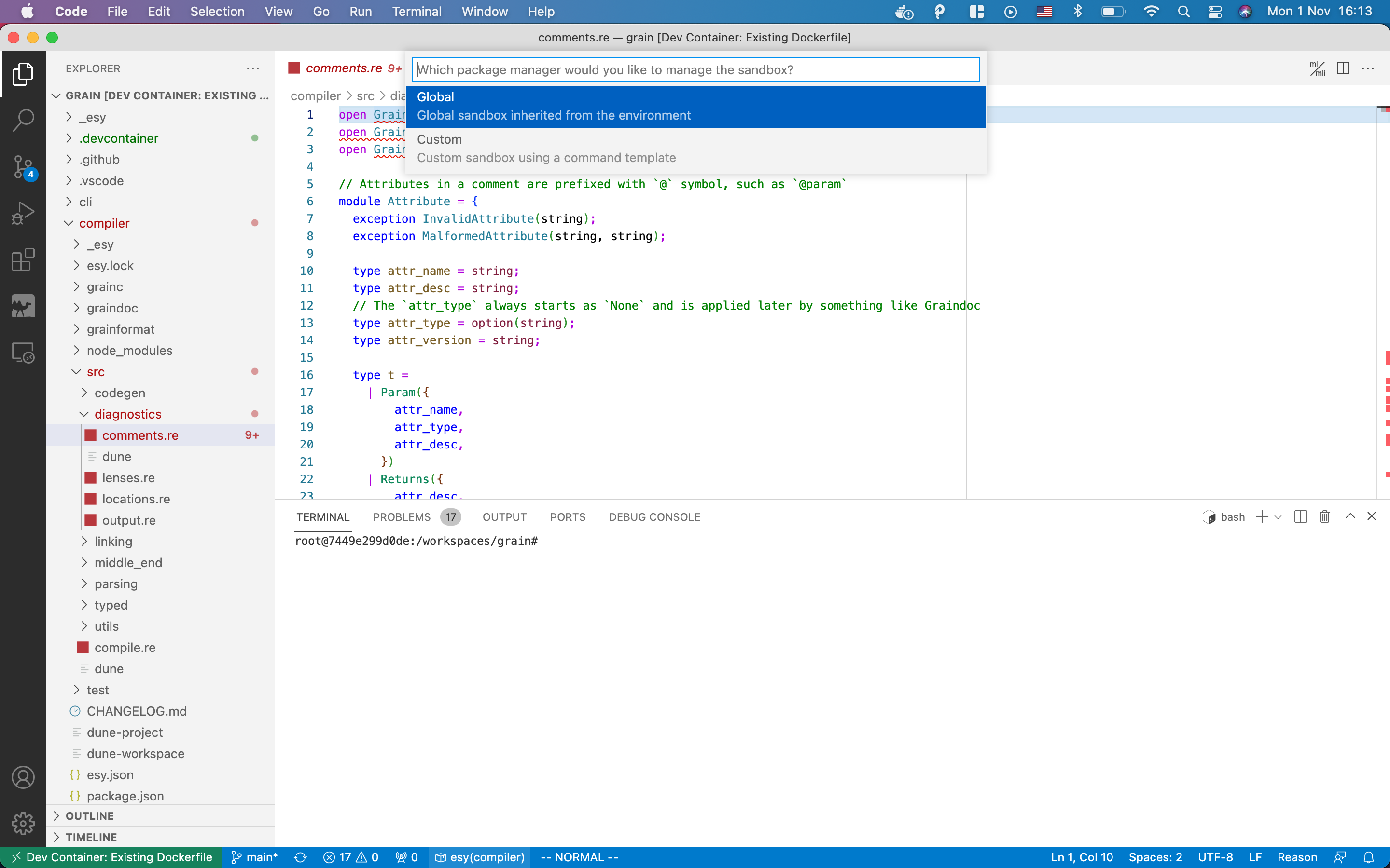 Sandbox not picked up on a project with esy on linux. · Issue #758 · ocamllabs/vscode-ocaml ...