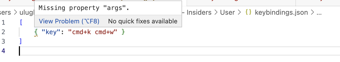 Keybindingsjson Linter Showing Spurious Warnings · Issue 176629 · Microsoftvscode · Github 