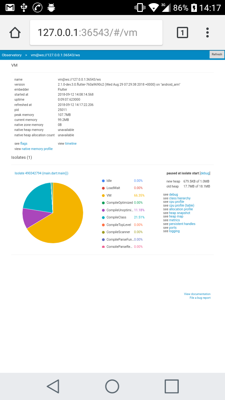 when running flutter run or start debugging in VS code, it only remains on the white screen and ...