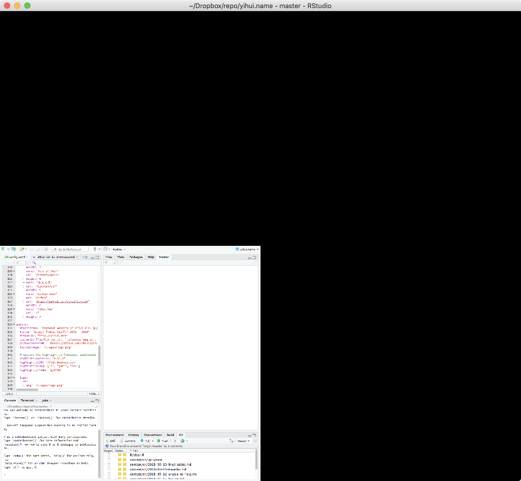 When RStudio is started on an external display, 3/4 of the window is ...