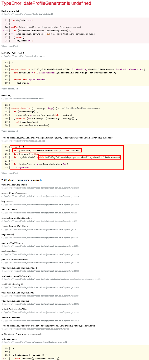 Updating dayGridPlugin 5.11.2 to 5.11.3 produces error ...