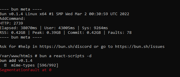 Bun A React Scripts D Get Return Segmentationfault At 0 · Issue 791 · Oven Shbun · Github