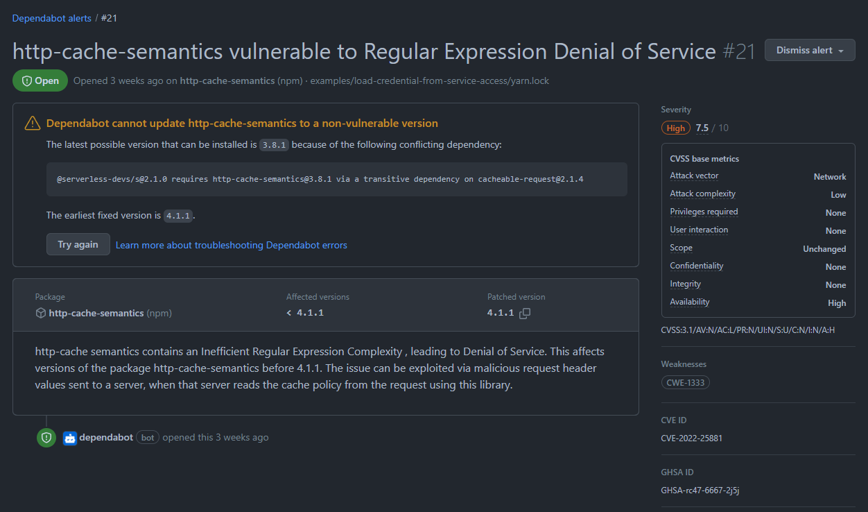 @serverless-devs/got 包含由第三方依赖带来的潜在安全隐患 CVE-2022-25881 · Issue #654 · Serverless-Devs/Serverless ...
