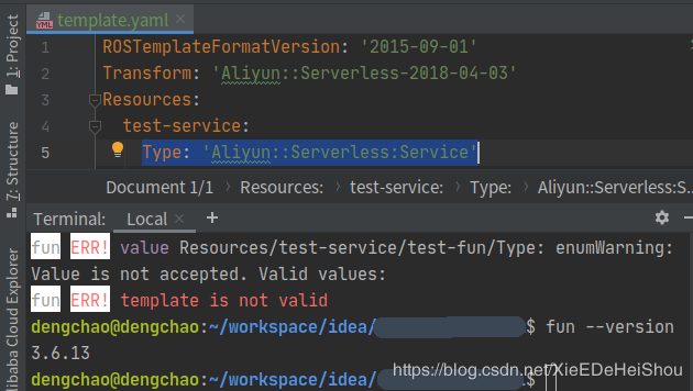 [Bug] fun validate 无法对服务类型进行正确的提示 · Issue #913 · alibaba/funcraft · GitHub