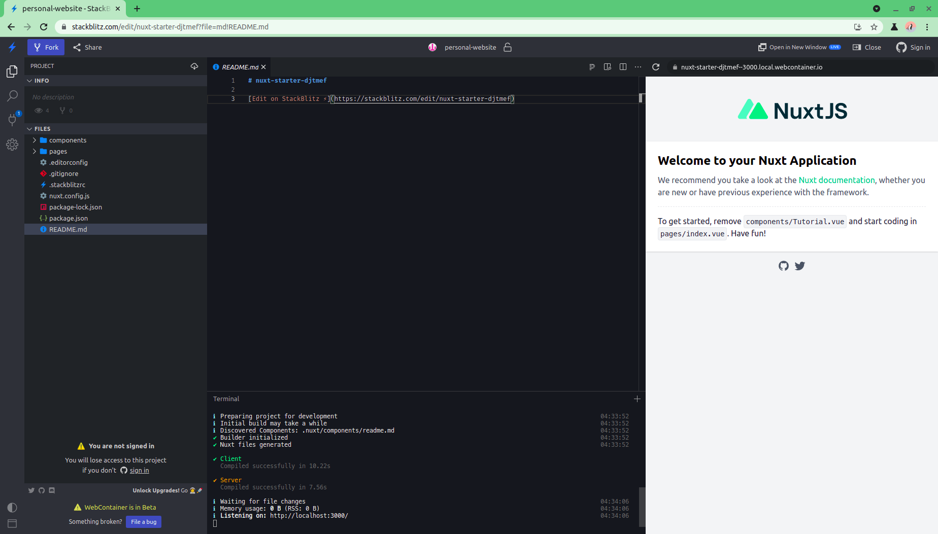 Nuxt beta doesn't work · Issue #359 · stackblitz/webcontainer-core · GitHub