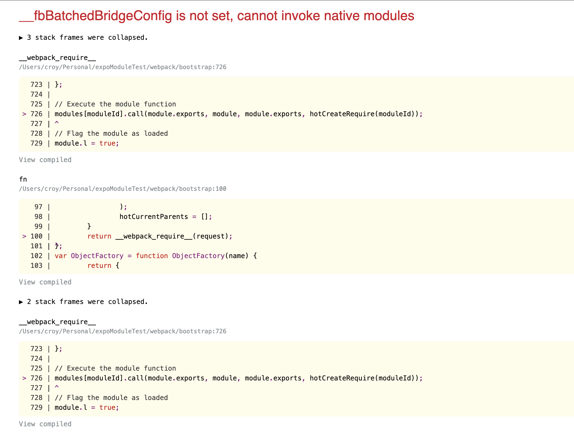 SDK37: __fbBatchedBridgeConfig is not set, cannot invoke native modules ...