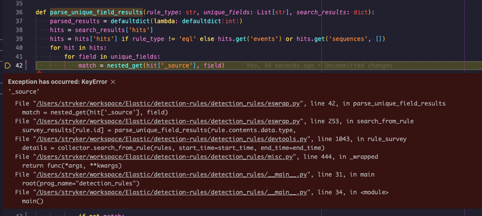 Bug Keyerror On Rule Survey Hits · Issue 2292 · Elasticdetection Rules · Github